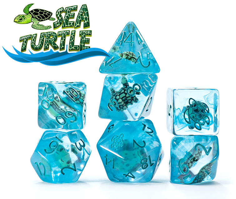 Inclusion Dice: 7Pc Sea Turtle – Dice Hollow Games and Hobbies