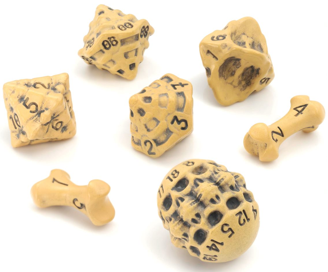7-Die Set Skull & Bone Ancient Bone Yellow – Dice Hollow Games and Hobbies