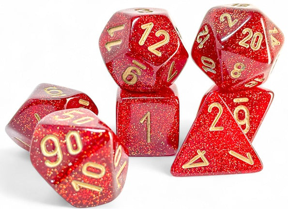 Mega-Hedral 7pc set- Glitter- Ruby/Gold – Dice Hollow Games and Hobbies
