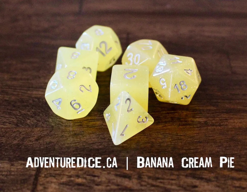 Banana Cream Pie Dice Set – Dice Hollow Games and Hobbies